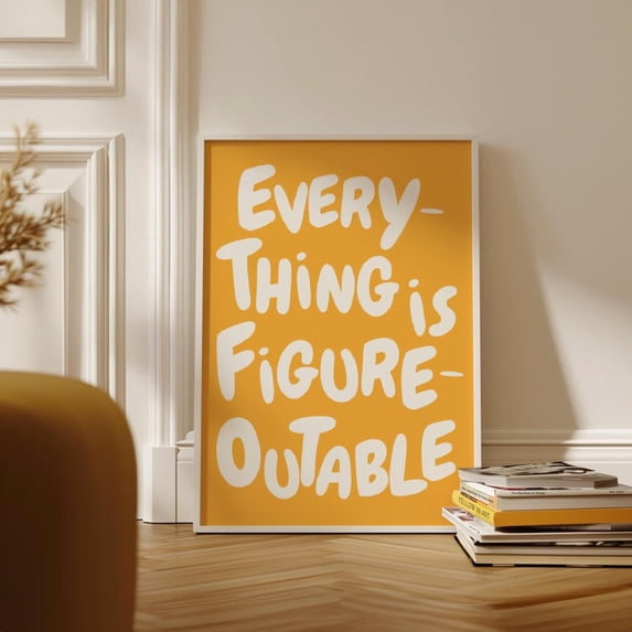 Everything Is Figureoutable Yellow Motivational Wall Art, Stretched ...