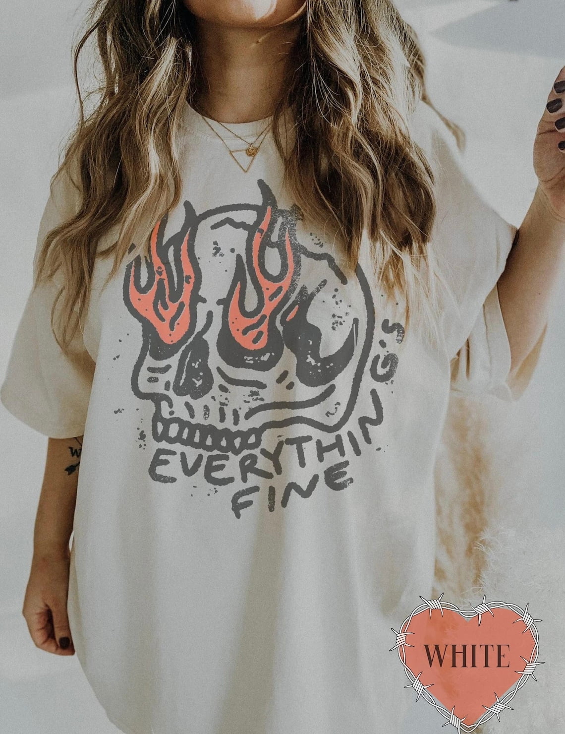 Everything Is Fine Shirt Skull Tee Boho Vintage Tee Trendy Graphic Tee ...