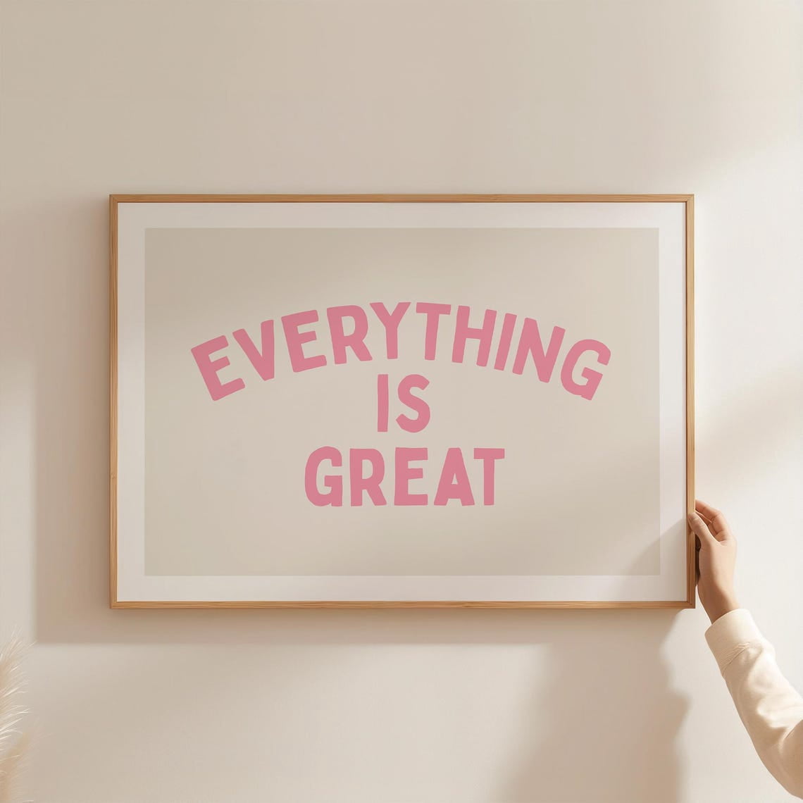 Everything Is Great Pink Quote Wall Art, Unframed Paper Print Size ...