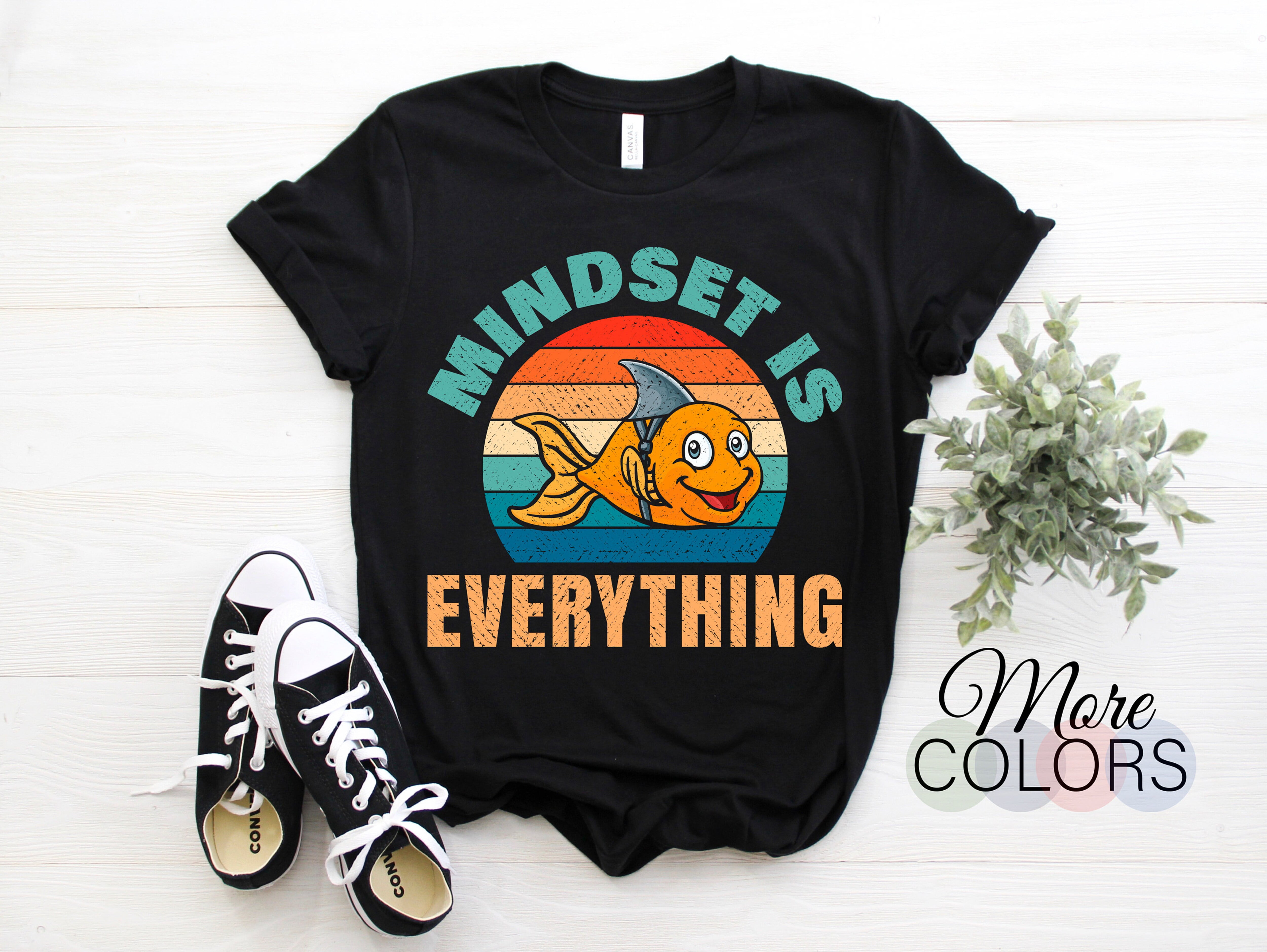 Everything Is Mindset Motivational Quote Inspiration Shark Fin Goldfish ...