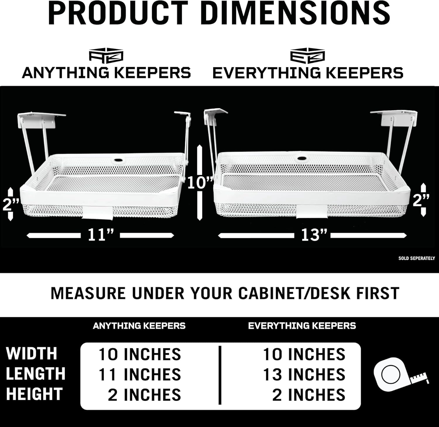 Everything Keeper Slim Under Desk Slide Out Drawer Organizer for ...