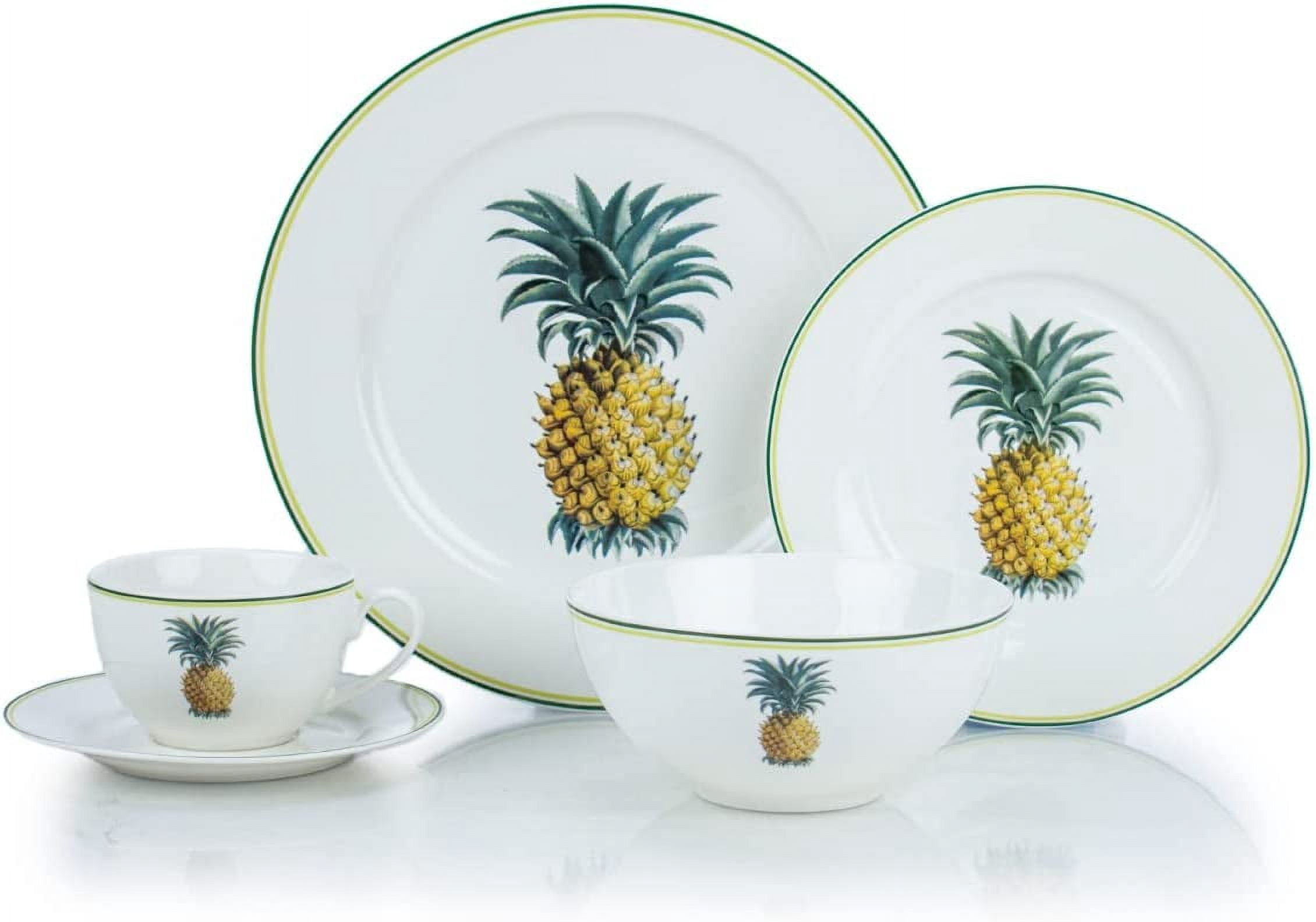 Everything Kitchens 20-Piece Porcelain Dinnerware Set | Pineapple - Walmart.com