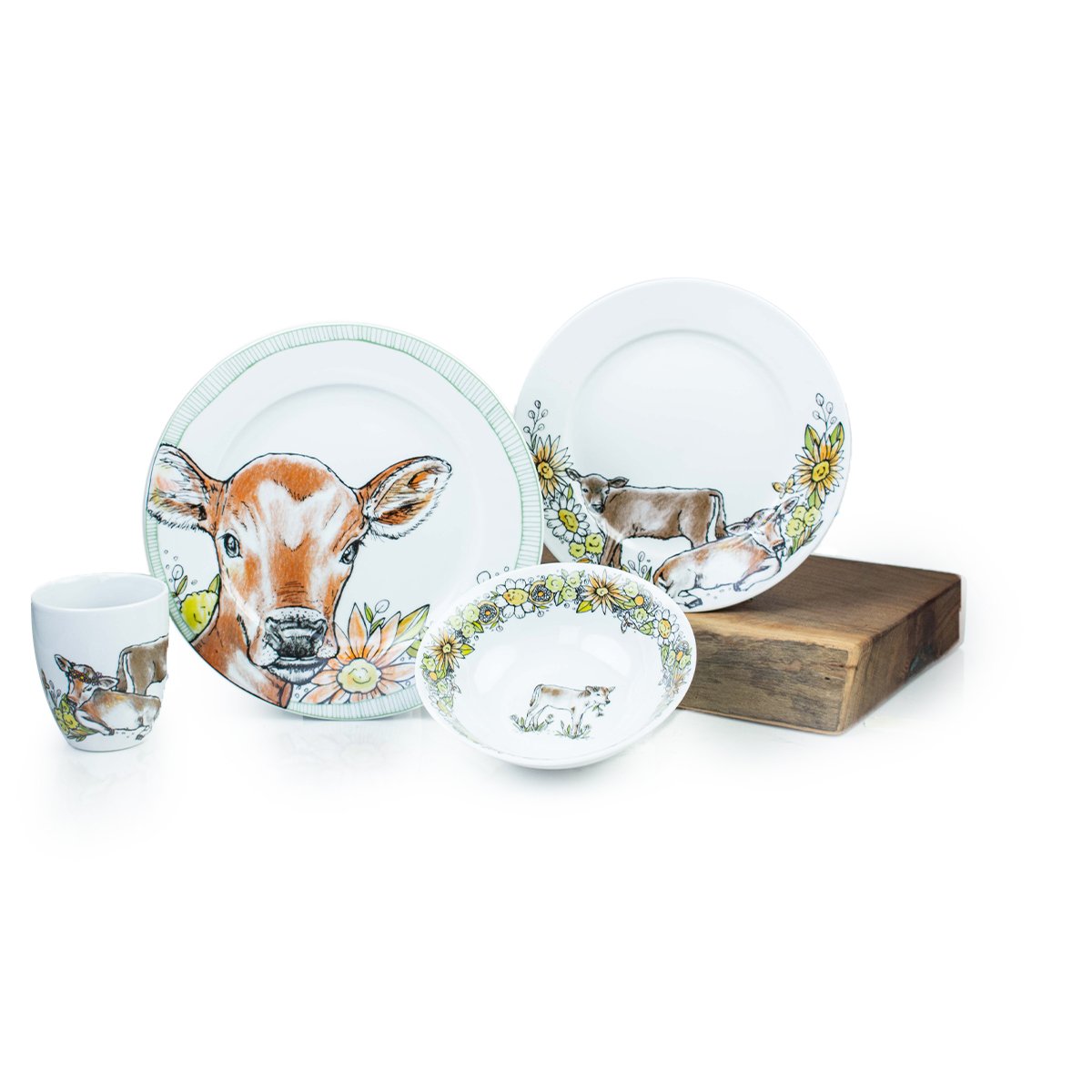 Everything Kitchens "Have a Cow" Jersey Calf Dinnerware Set + Mugs | 16 ...