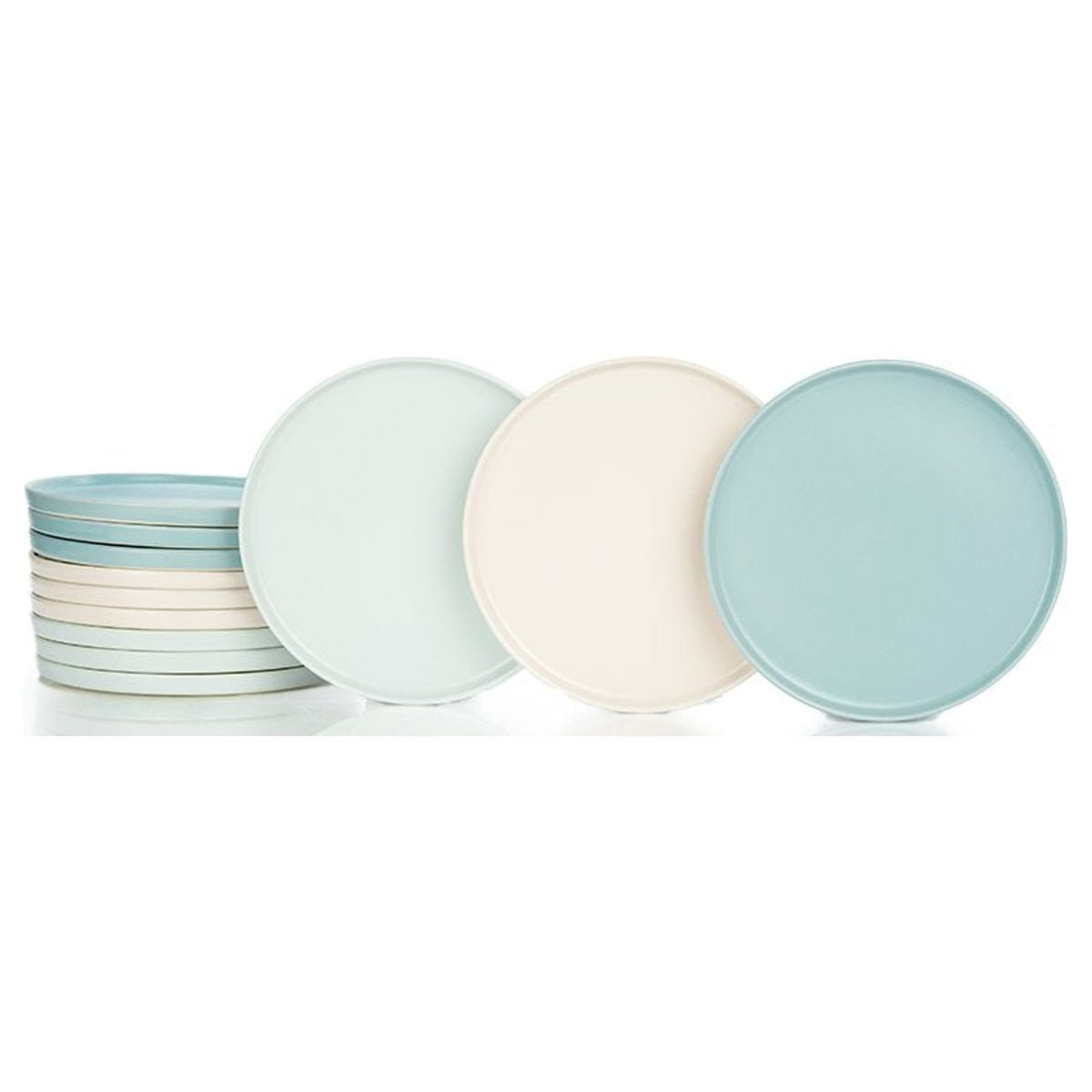 Everything Kitchens Modern Flat 12-Piece Lunch Plate Set | Soft Pink ...