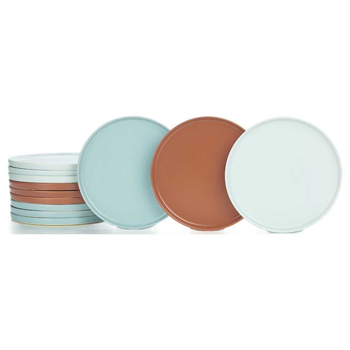 Everything Kitchens Modern Flat 12-Piece Lunch Plate Set | Stone Gray ...