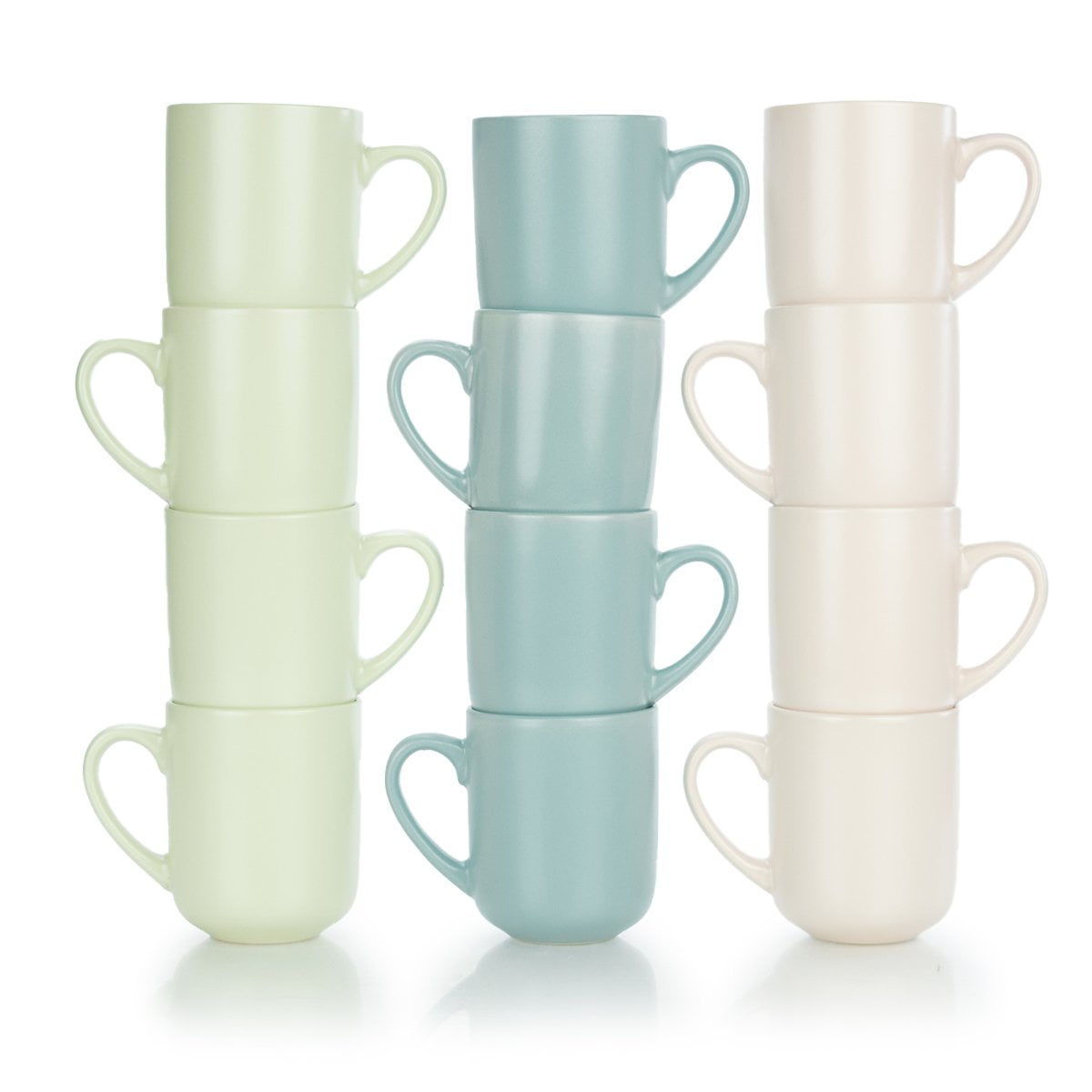 Everything Kitchens Modern Flat 12-Piece Mug Set | Dusty Blue, Beige ...