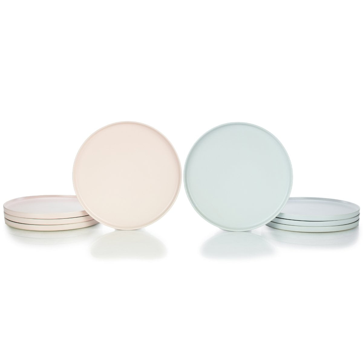Everything Kitchens Modern Flat 8-Piece Dinner Plate Set | Soft Pink ...