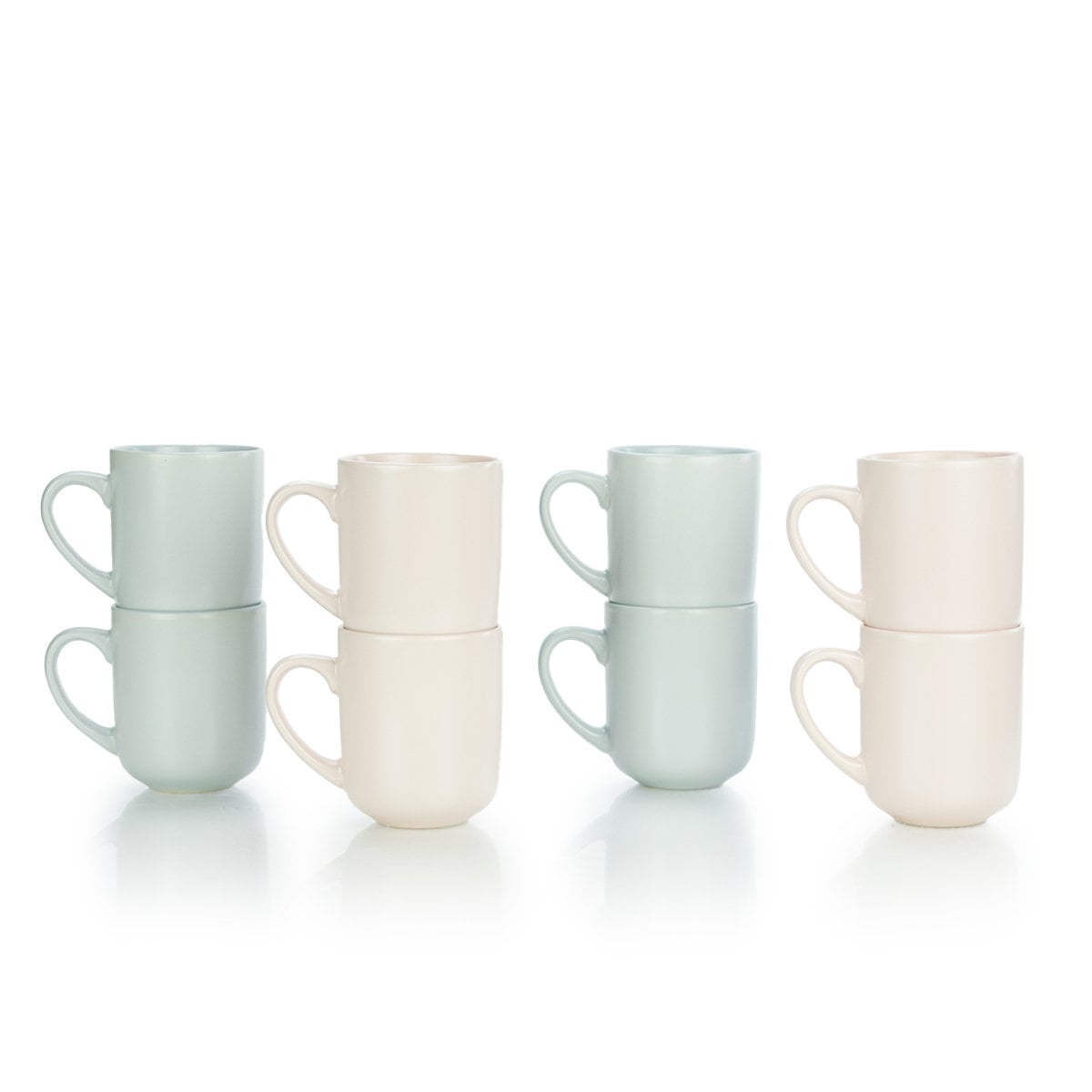 Everything Kitchens Modern Flat 8-Piece Mug Set | Soft Pink & Stone ...