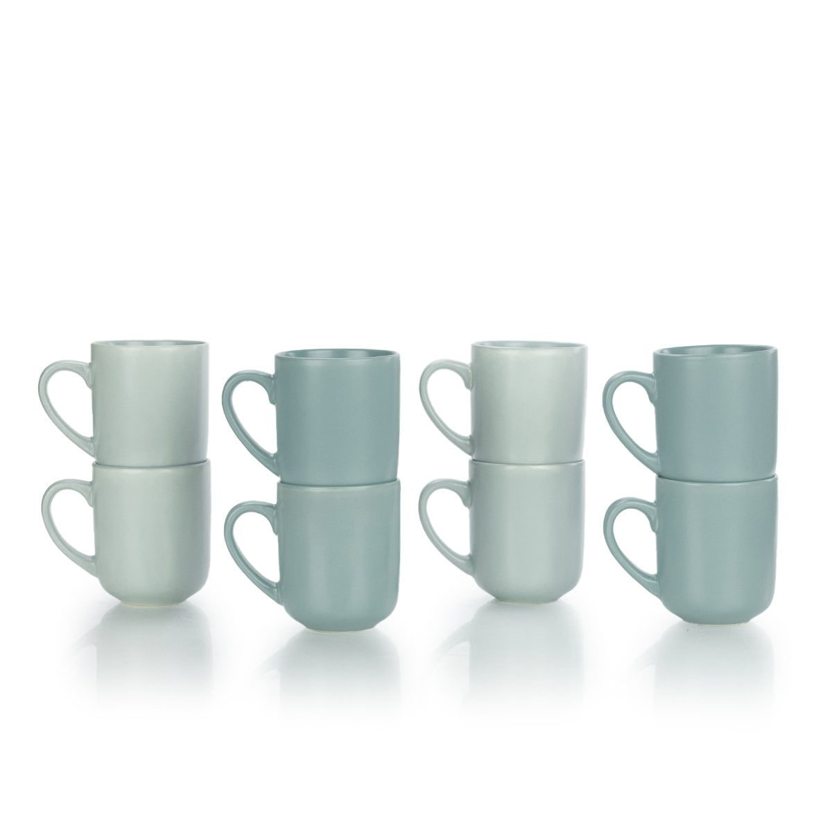 Everything Kitchens Modern Flat 8-Piece Mug Set | Stone Gray & Dusty ...