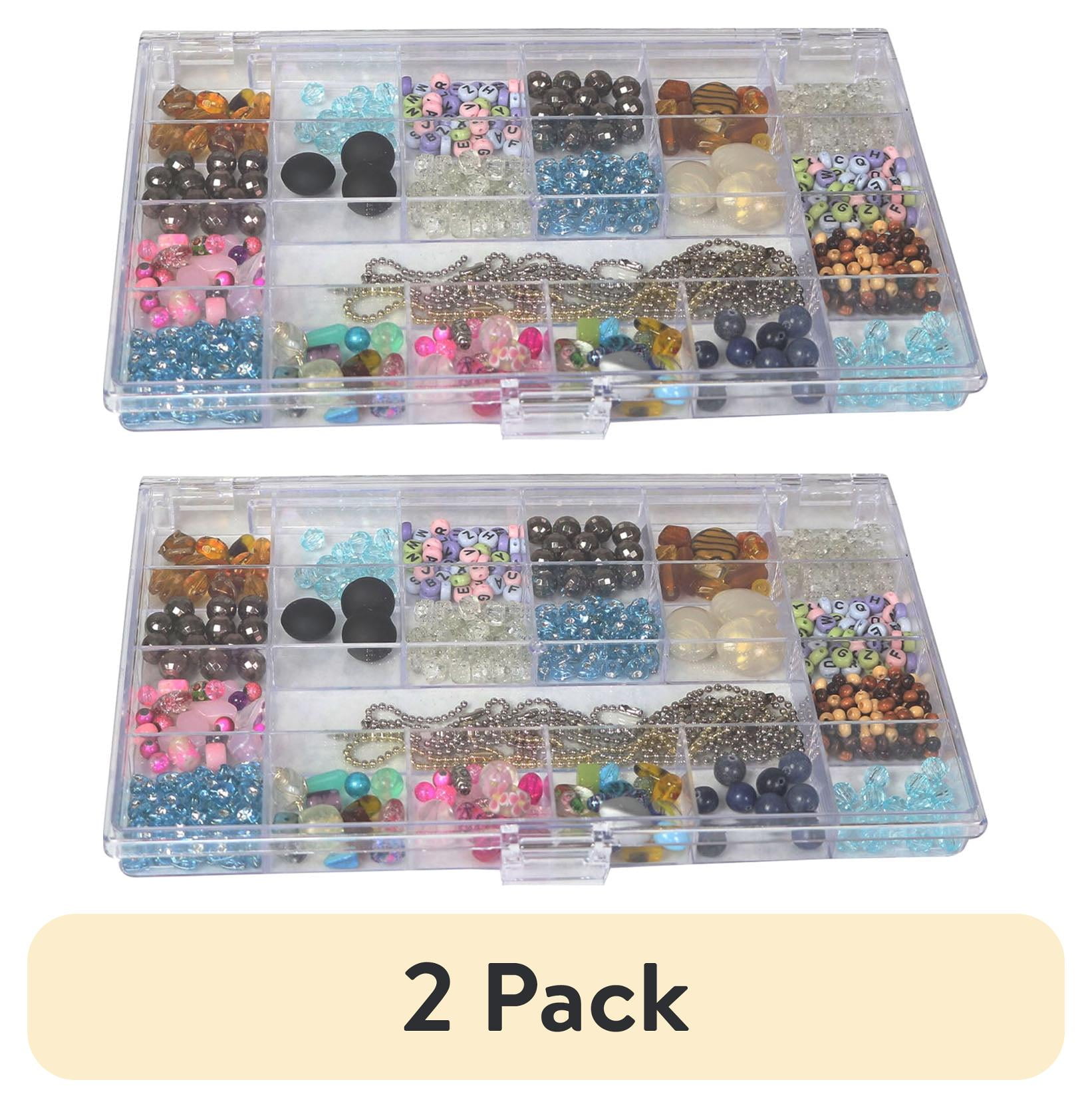 (2 pack) Everything Mary 21 Compartment Plastic Bead Storage Box, Clear ...