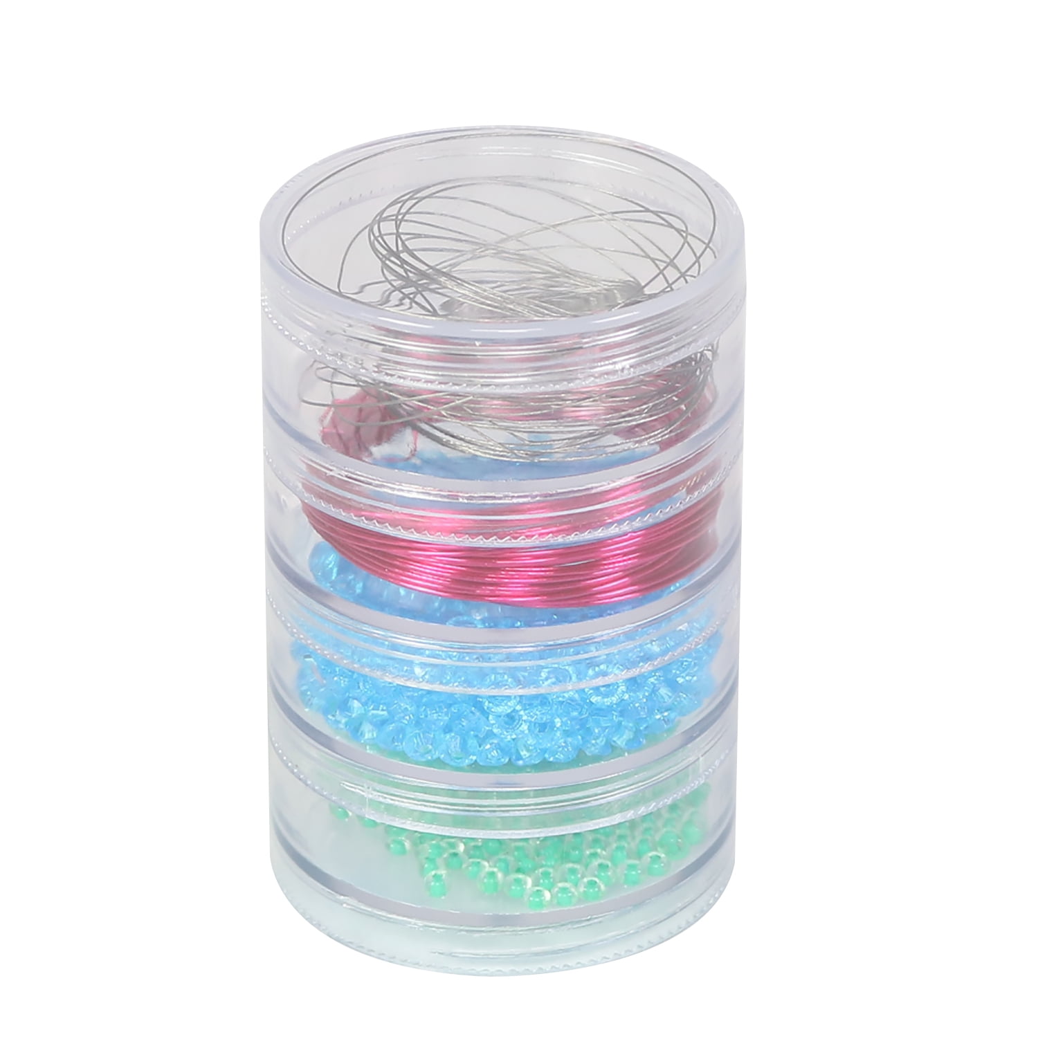 Everything Mary 4 Count Round Stackable Plastic Bead Containers, Clear ...