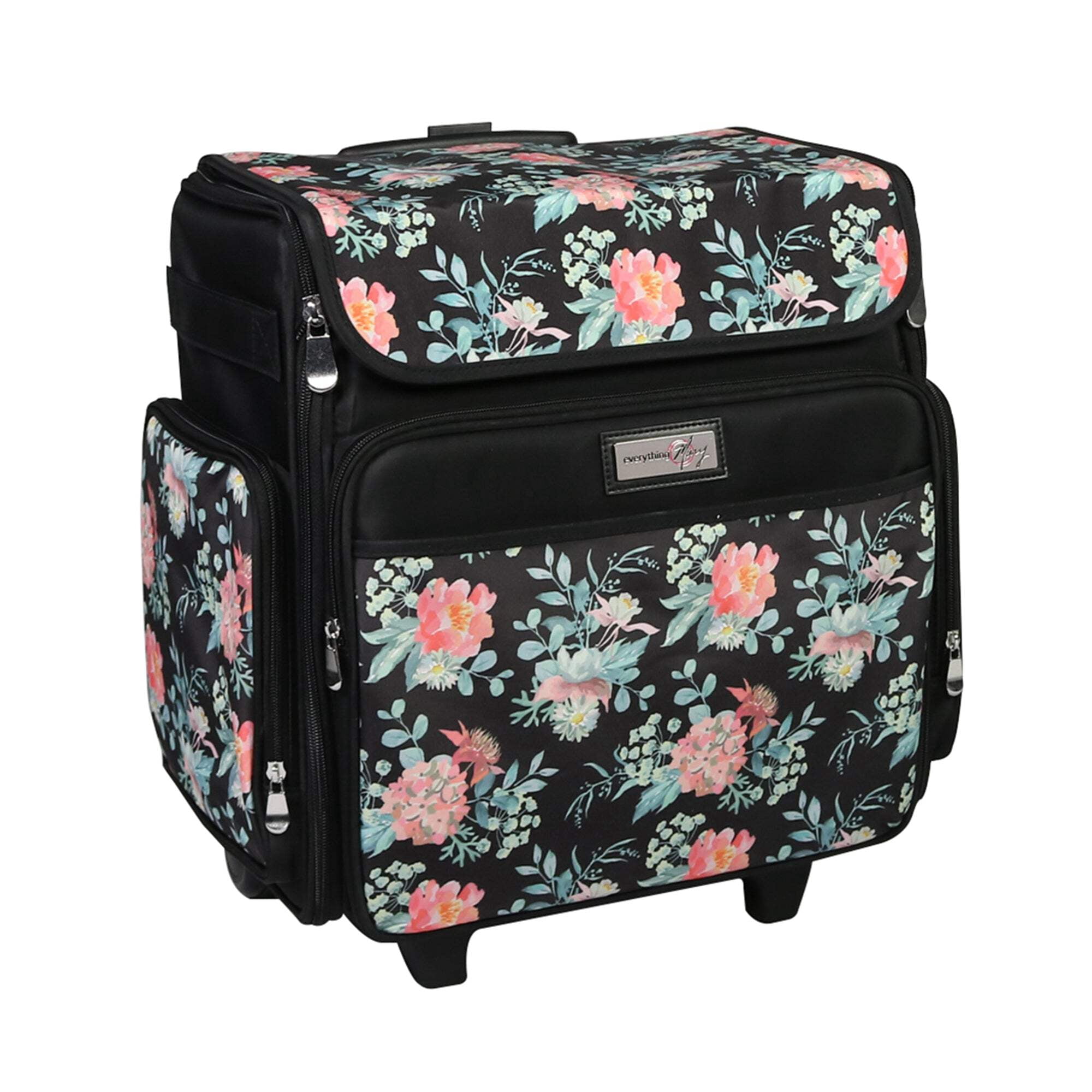 Collapsible Rolling Scrapbook Featherweight Case, Black Flowers ...