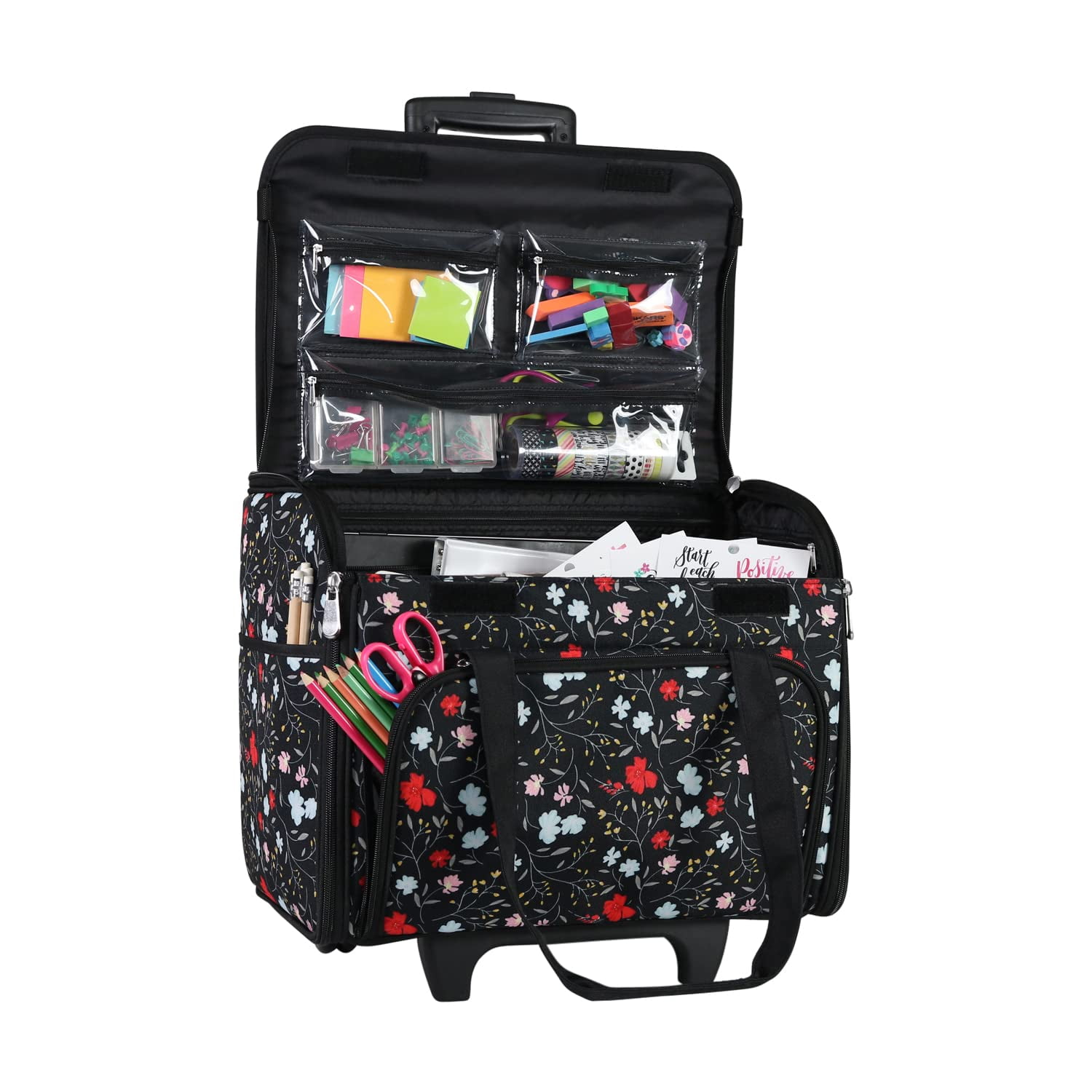 Everything Mary Craft Trolley Bag, Black Floral - Craft Organiser on ...