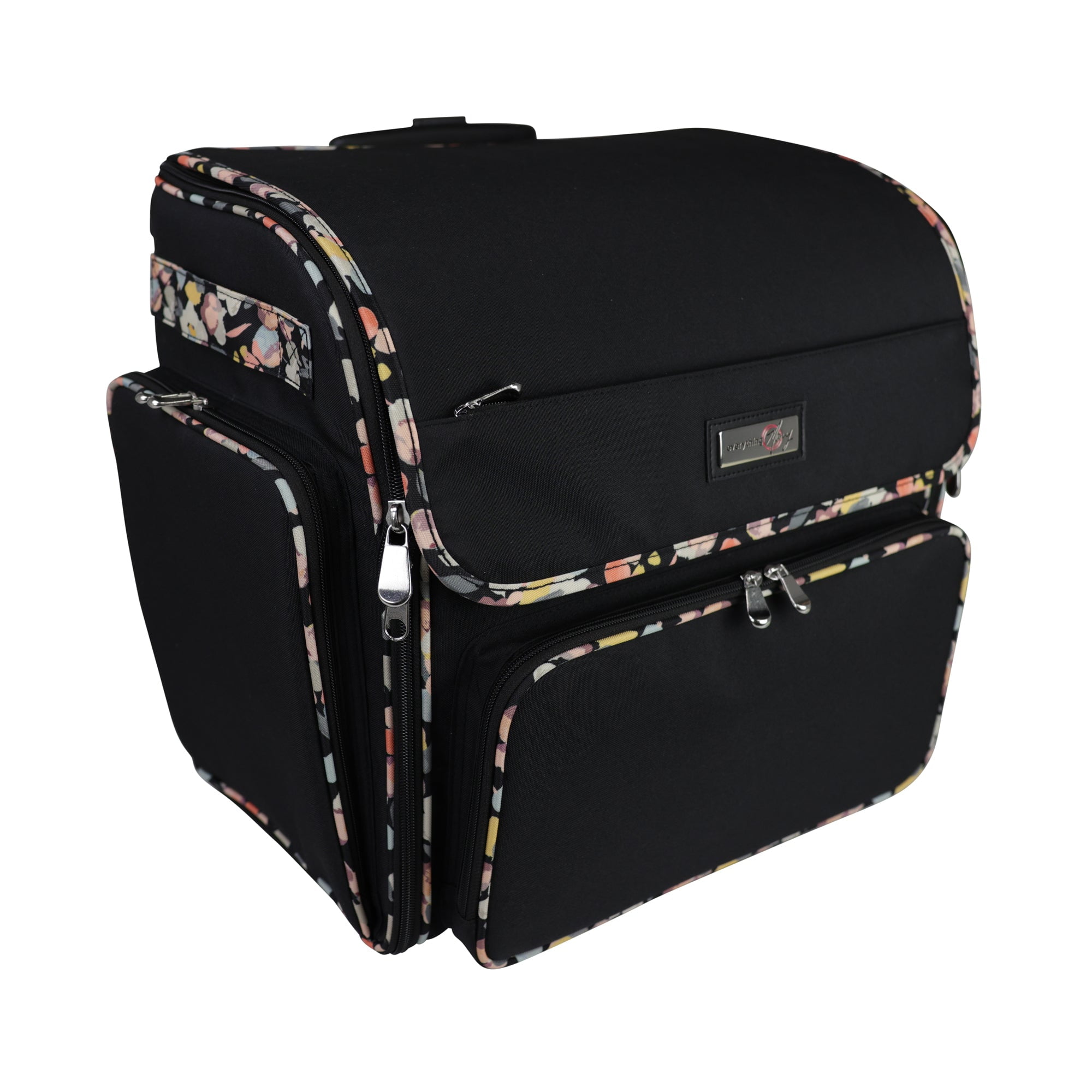 Everything Mary Deluxe Collapsible Rolling Craft Bag - Black & Floral ...