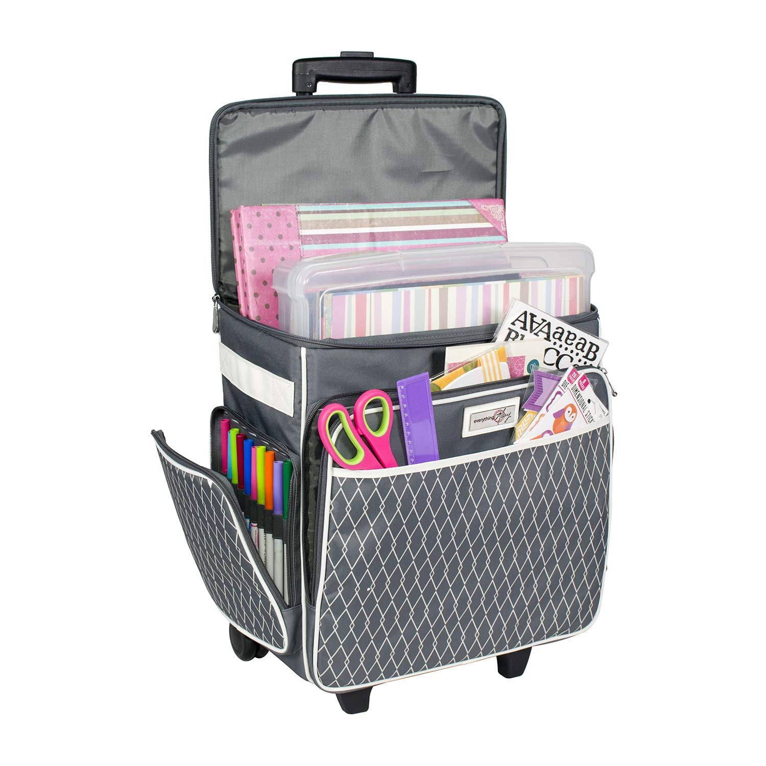Everything Mary Rolling Scrapbook Organizer, Grey/White - Portable ...