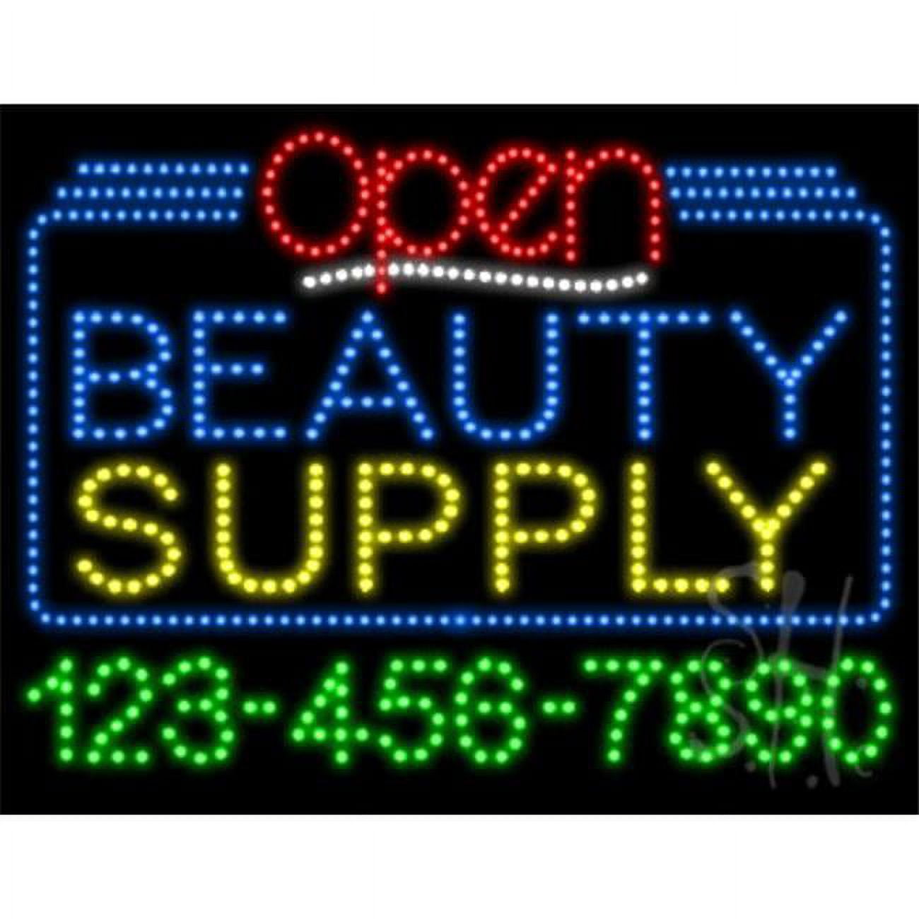 Everything Neon Beauty Supply Open with Phone Number Animated LED Sign ...