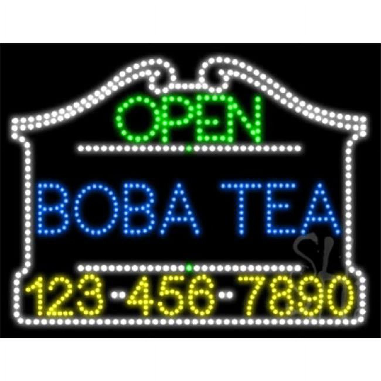 Everything Neon Boba Tea Open with Phone Number Animated LED Sign 24 ...