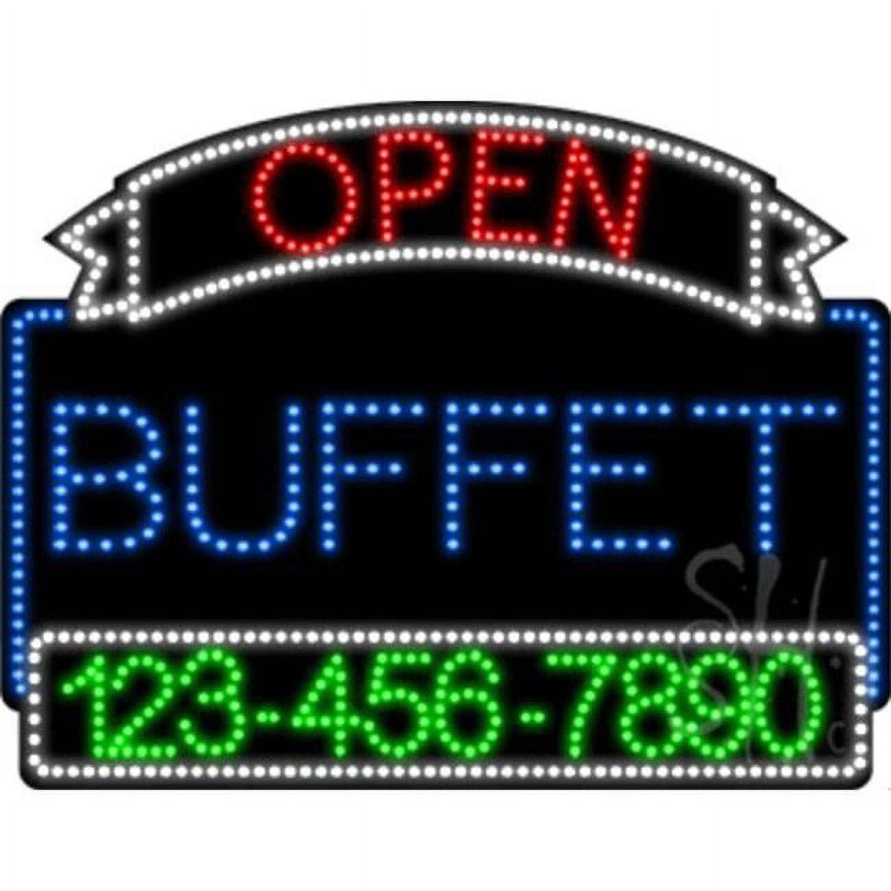 Everything Neon Buffet Open with Phone Number Animated LED Sign 24 ...