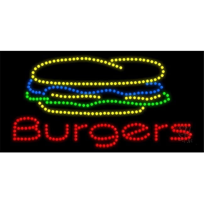Everything Neon Burgers Animated LED Sign 12'' x 24'' - Walmart.com