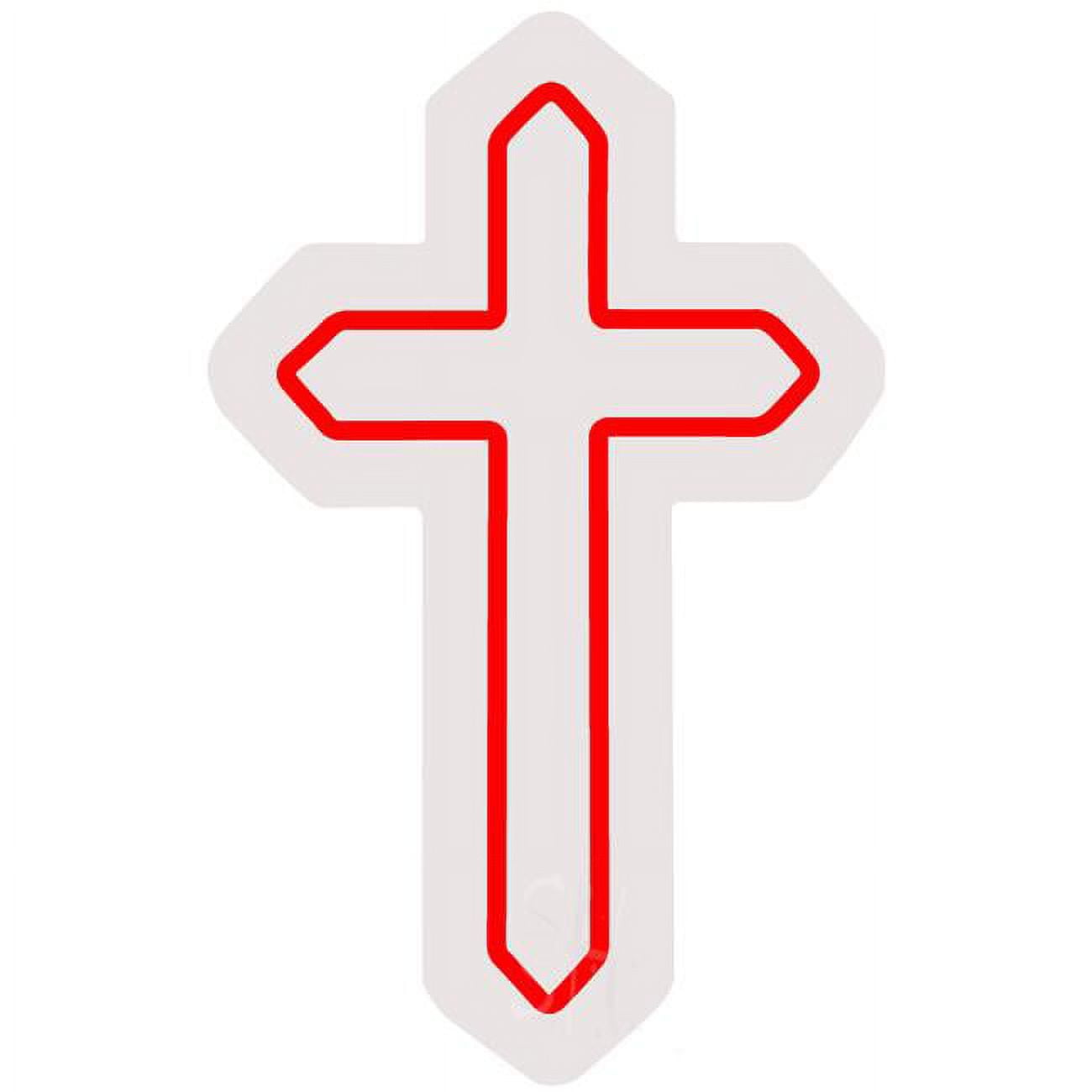 Everything Neon Christian Religion Symbol Contoured Clear Backing LED ...