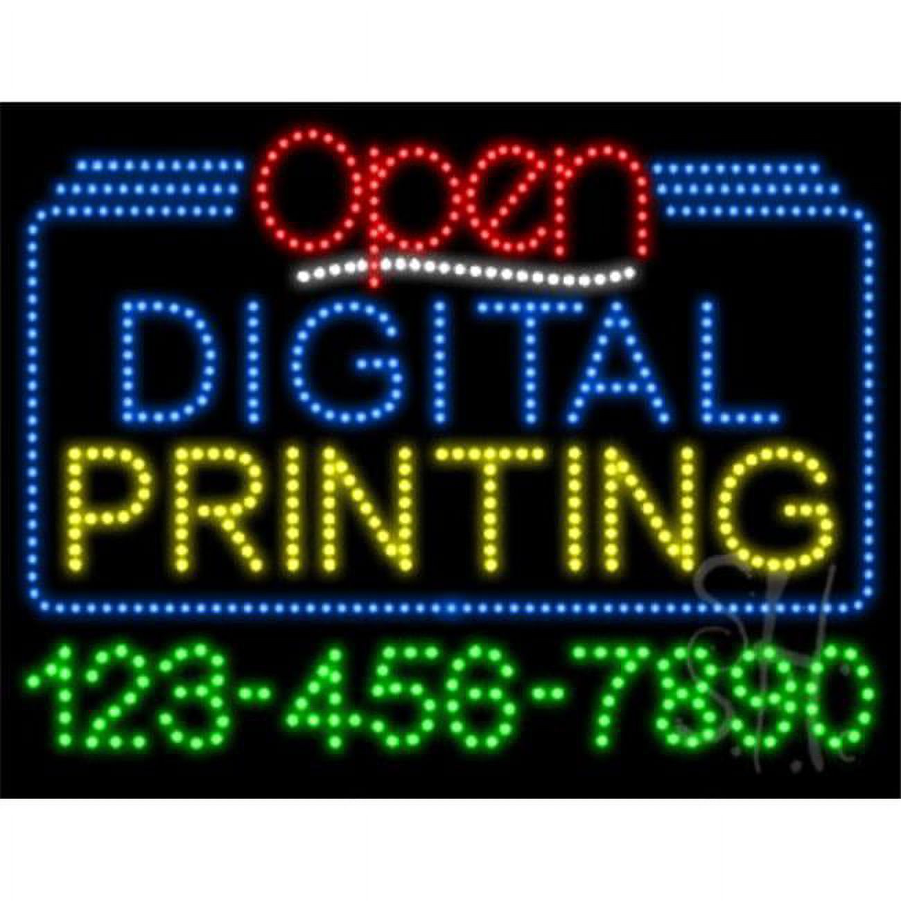 Everything Neon Digital Printing Open with Phone Number Animated LED ...