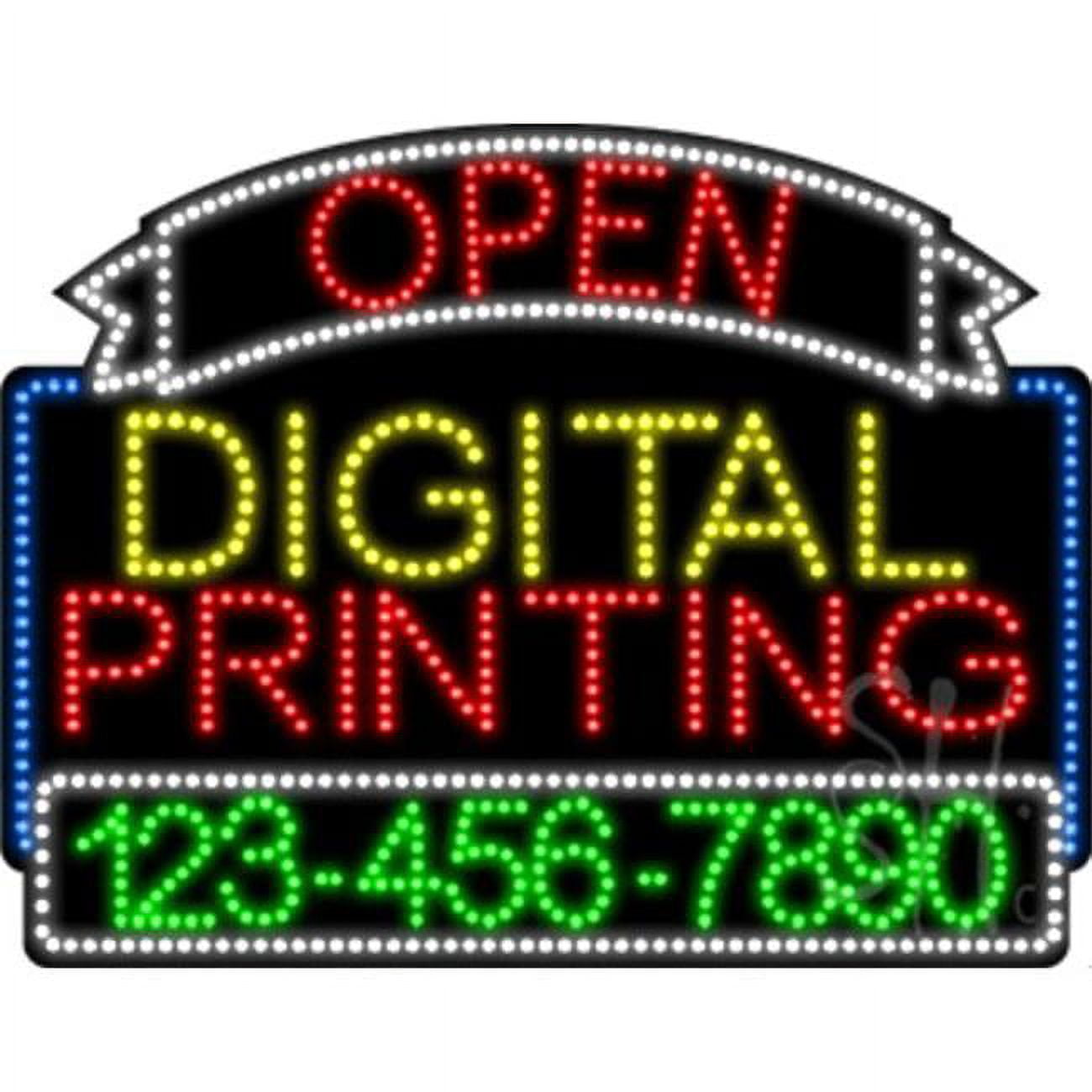 Everything Neon Digital Printing Open with Phone Number Animated LED ...