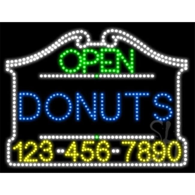 Everything Neon Donuts Open with Phone Number Animated LED Sign 24 ...