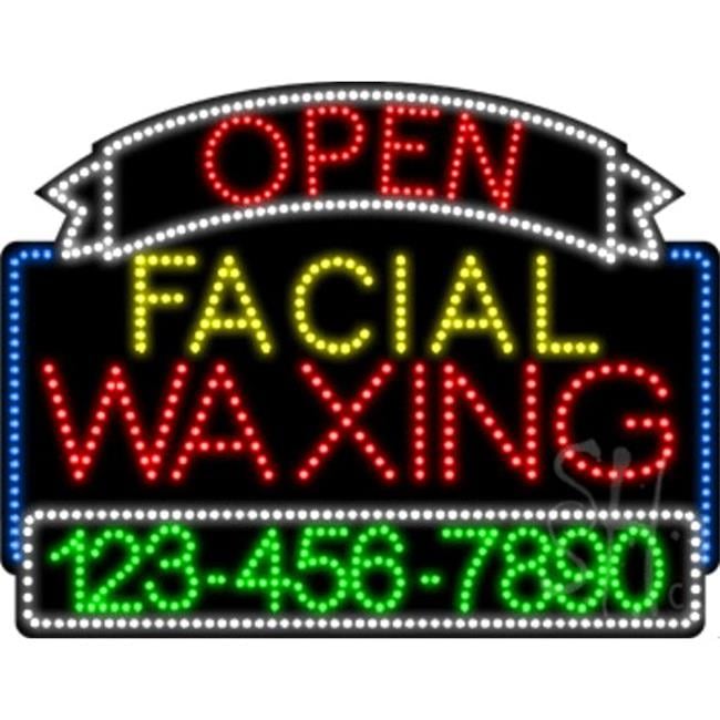 Everything Neon Facial Waxing Open with Phone Number Animated LED Sign ...