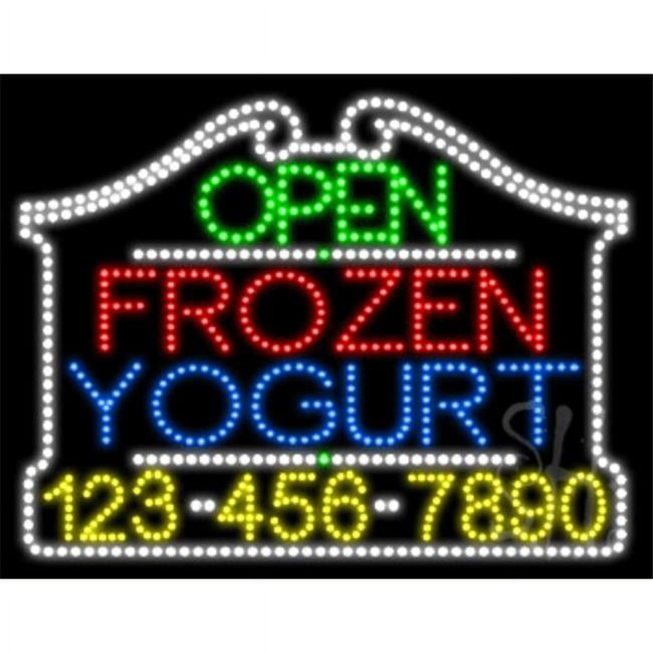 Everything Neon Frozen Yogurt Open with Phone Number Animated LED Sign ...