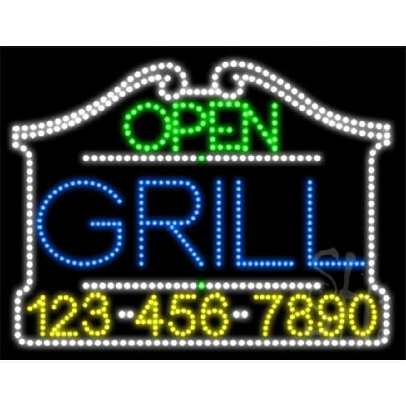 Everything Neon Grill Open with Phone Number Animated LED Sign 24 ...