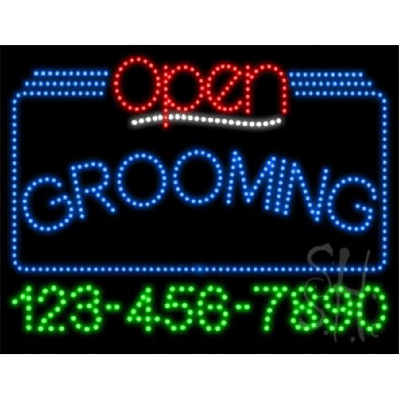 Everything Neon Grooming Open with Phone Number Animated LED Sign 24 ...