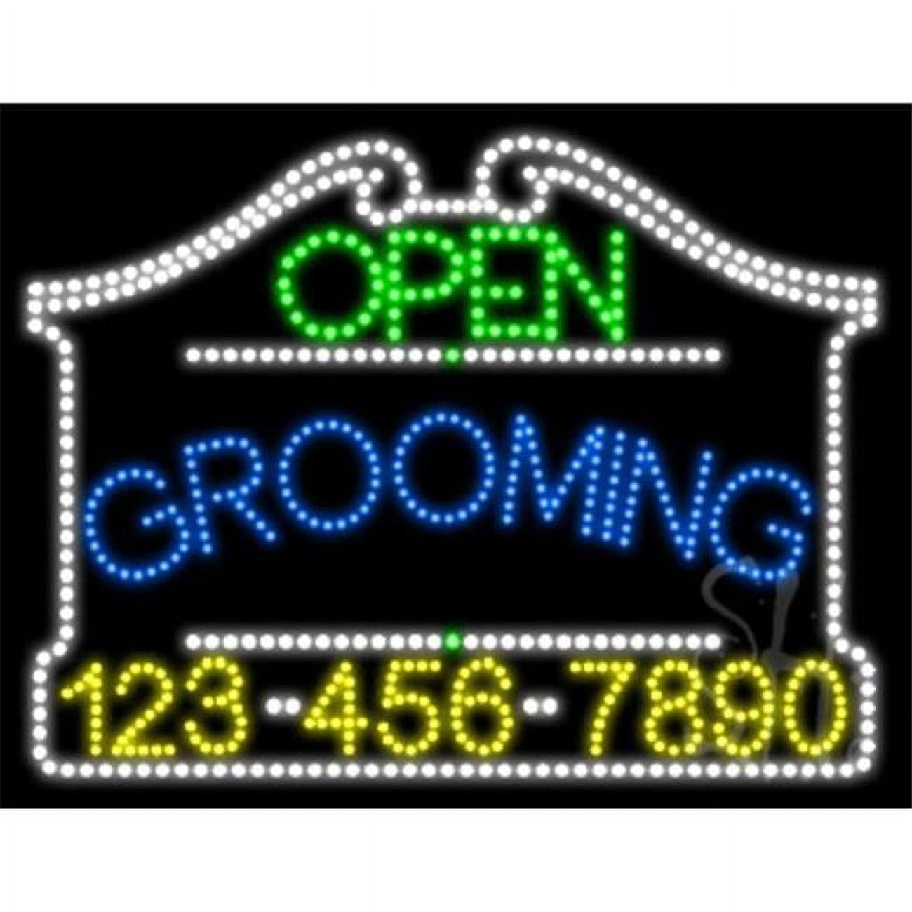 Everything Neon Grooming Open with Phone Number Animated LED Sign 24 ...