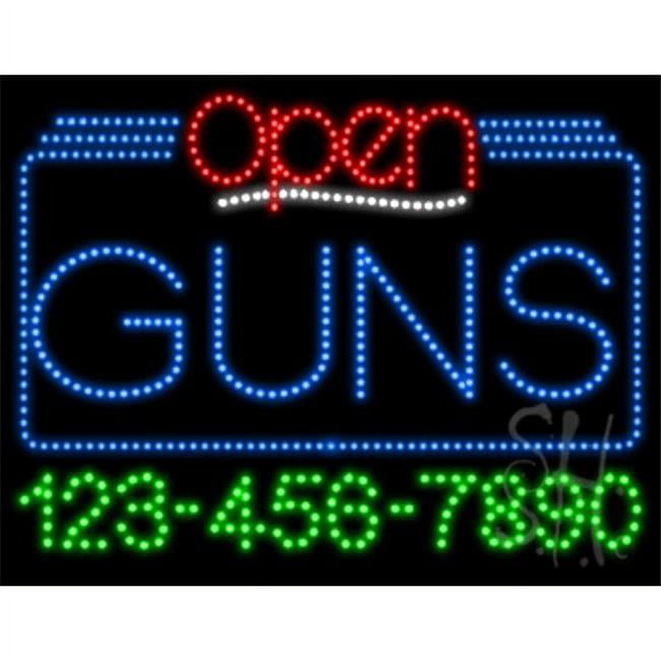 Everything Neon Guns Open with Phone Number Animated LED Sign 21'' Tall ...