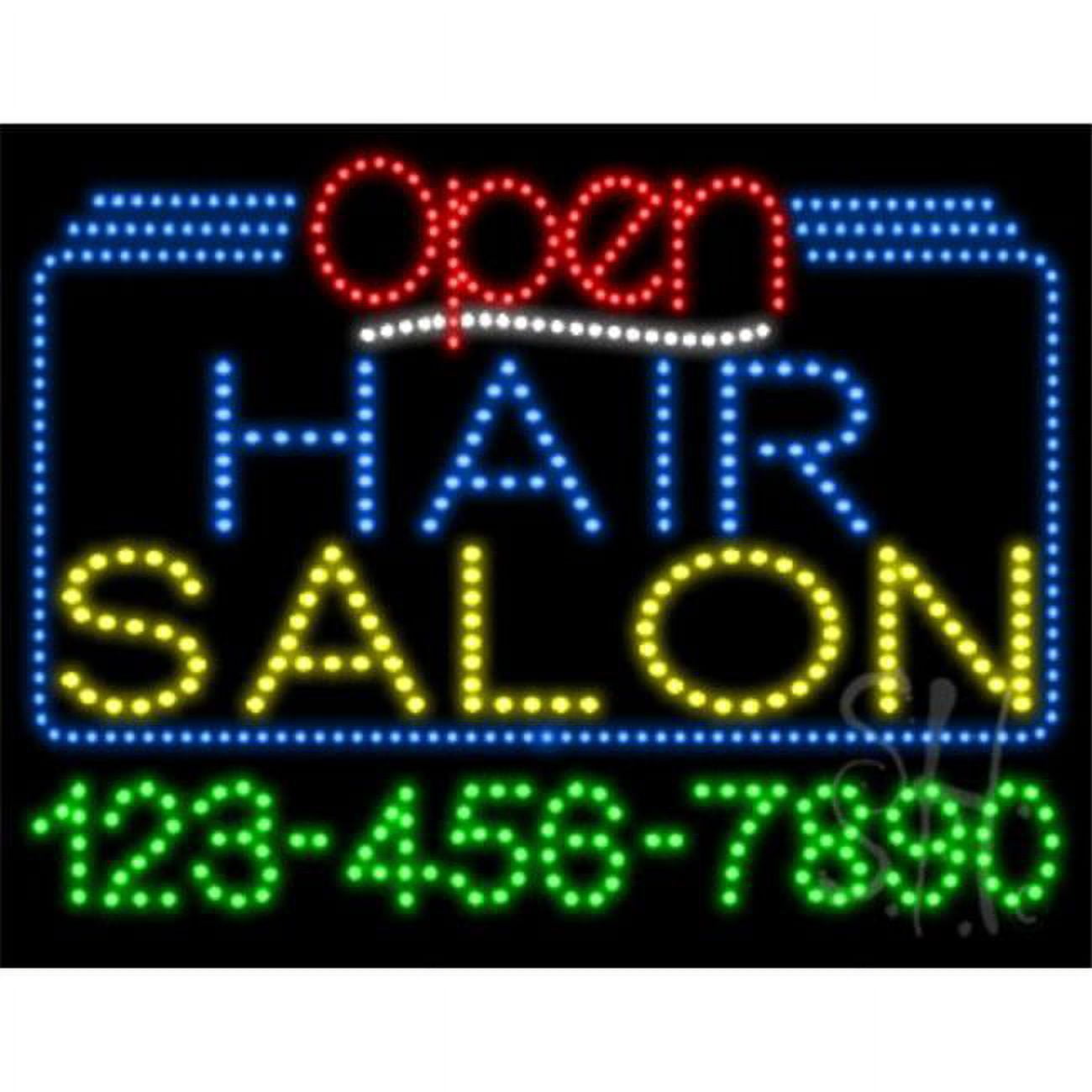 Everything Neon Hair Salon Open with Phone Number Animated LED Sign 24 ...