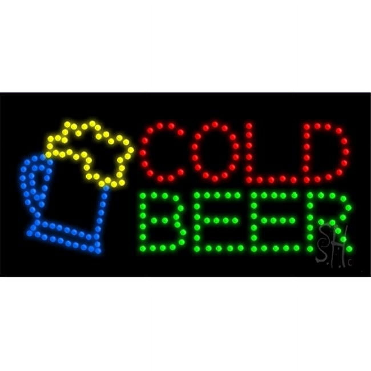 Everything Neon L-HSC0067 Cold Beer Animated LED Sign 12'' x 24 ...