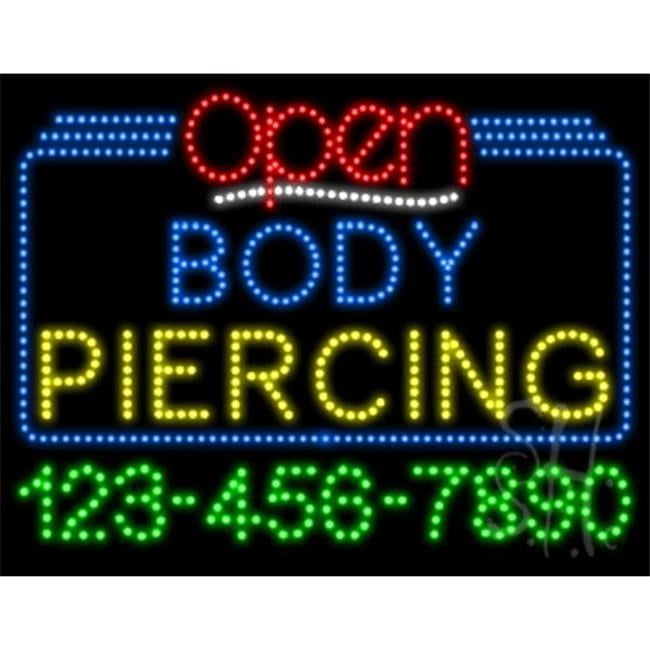 Everything Neon L100-5523 Body Piercing Open with Phone Number Animated ...