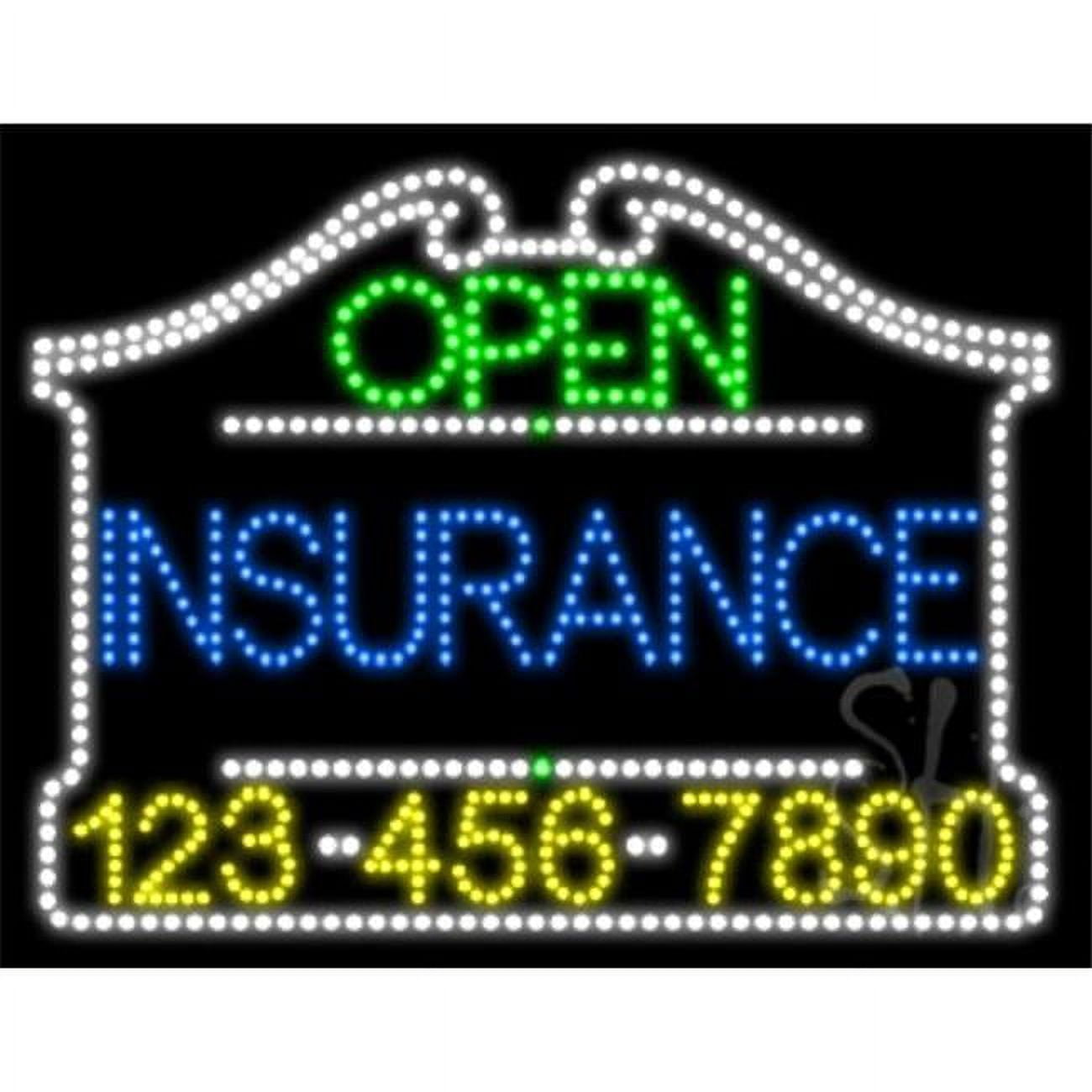 Everything Neon L100-5923 Insurance Open with Phone Number Animated LED ...