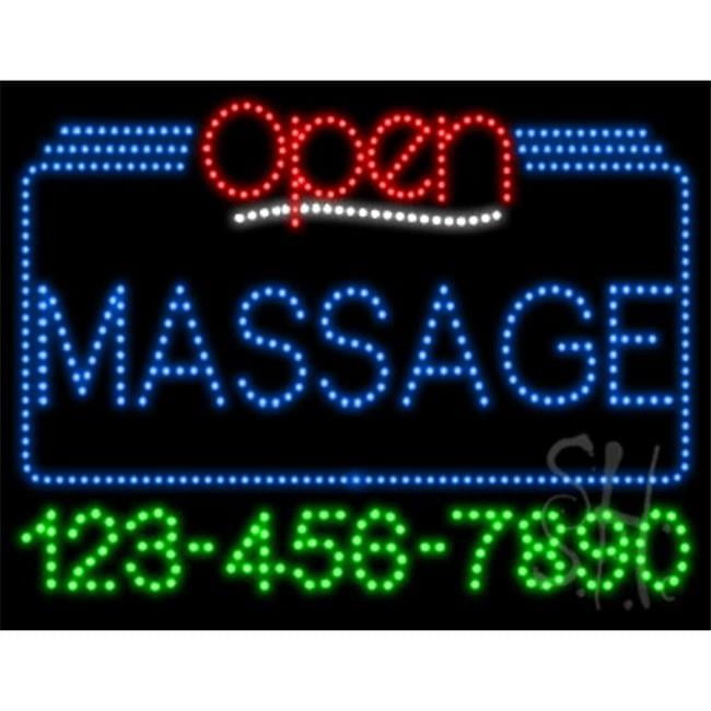 Everything Neon L100-6027 Massage Open with Phone Number Animated LED ...