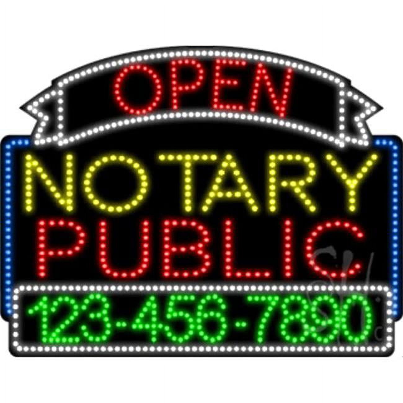 Everything Neon L100-6039 Notary Public Open with Phone Number Animated ...