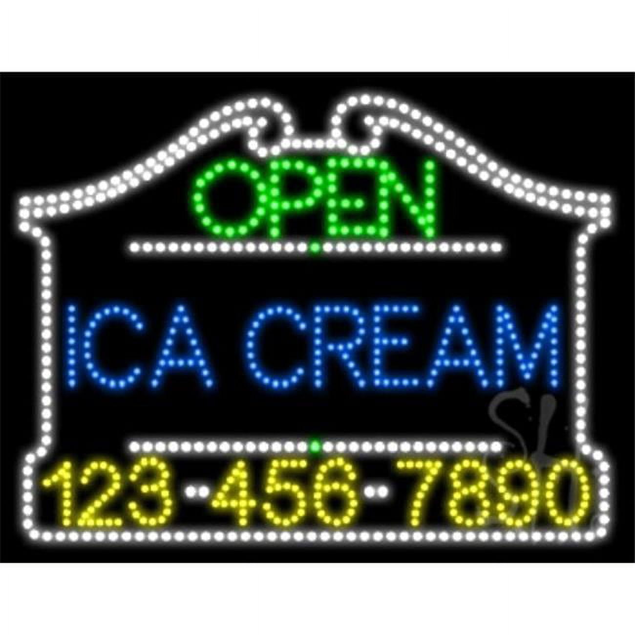 Everything Neon L100-6515 Ice Cream Open with Phone Number Animated LED ...