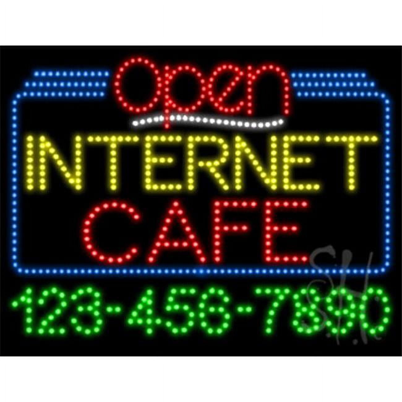 Everything Neon L100-6519 Internet Cafe Open with Phone Number Animated ...