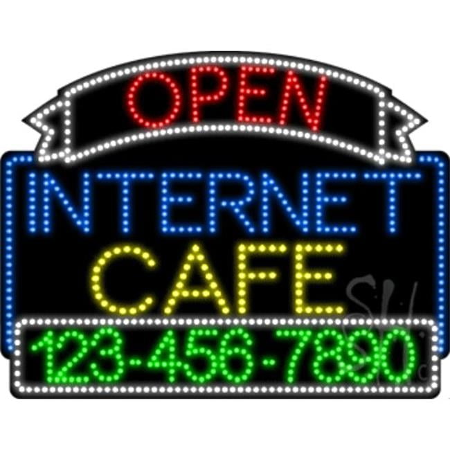 Everything Neon L100-6520 Internet Cafe Open with Phone Number Animated ...