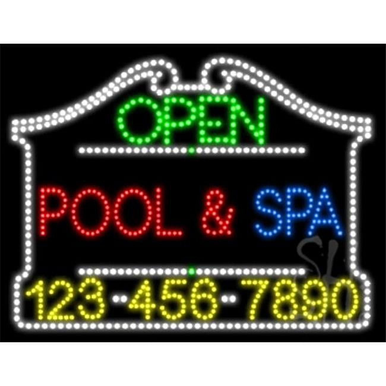 Everything Neon L100-6606 Pool Spa Open with Phone Number Animated LED ...