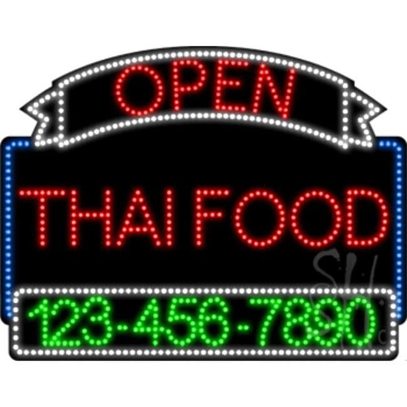 Everything Neon L100-6794 Thai Food Open with Phone Number Animated LED ...
