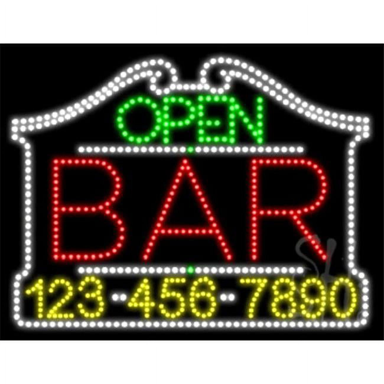 Everything Neon L100-6973 Bar Open with Phone Number Animated LED Sign ...