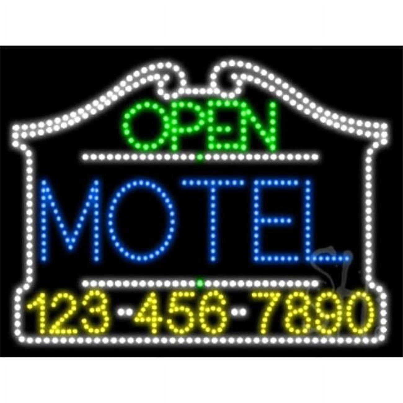 Everything Neon Motel Open with Phone Number Animated LED Sign 24 ...