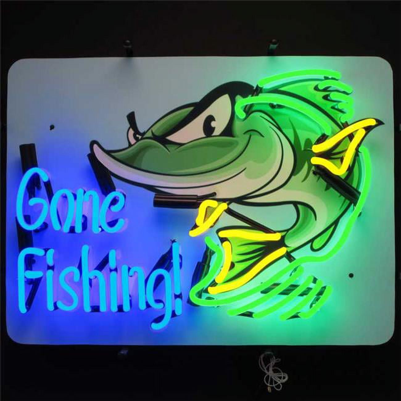 Everything Neon NV-700-0085 Gone Fishing Neon Sign 18'' Tall x 24 ...