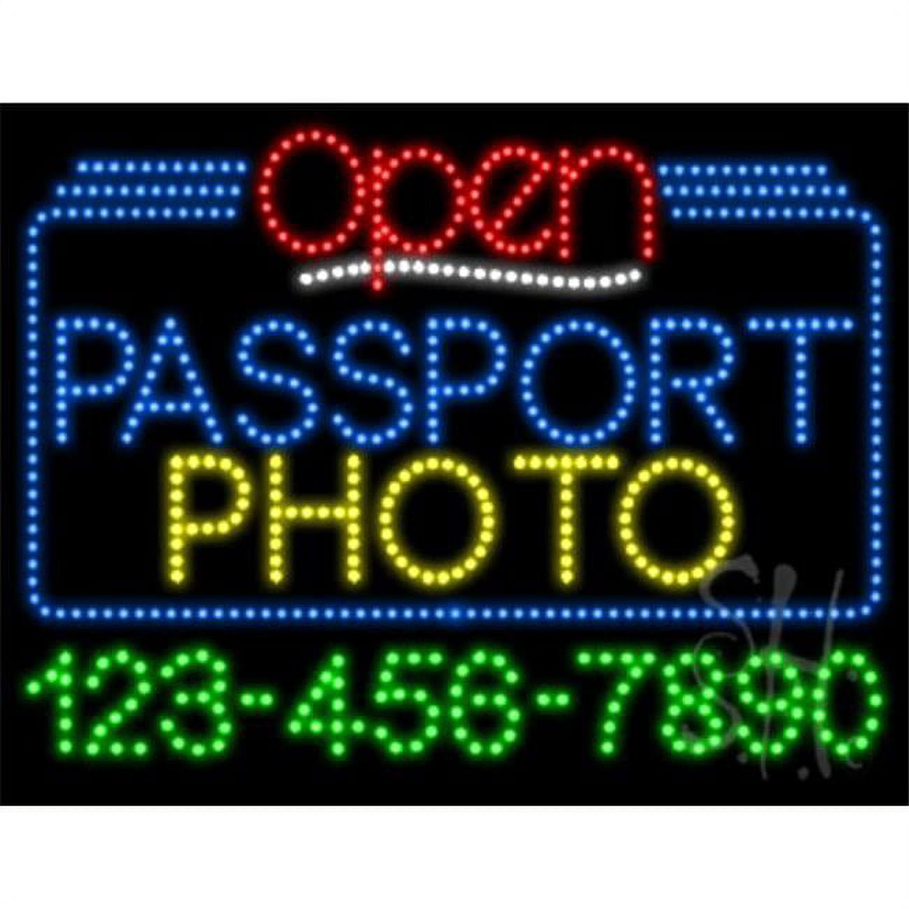 Everything Neon Passport Photo Open with Phone Number Animated LED Sign ...