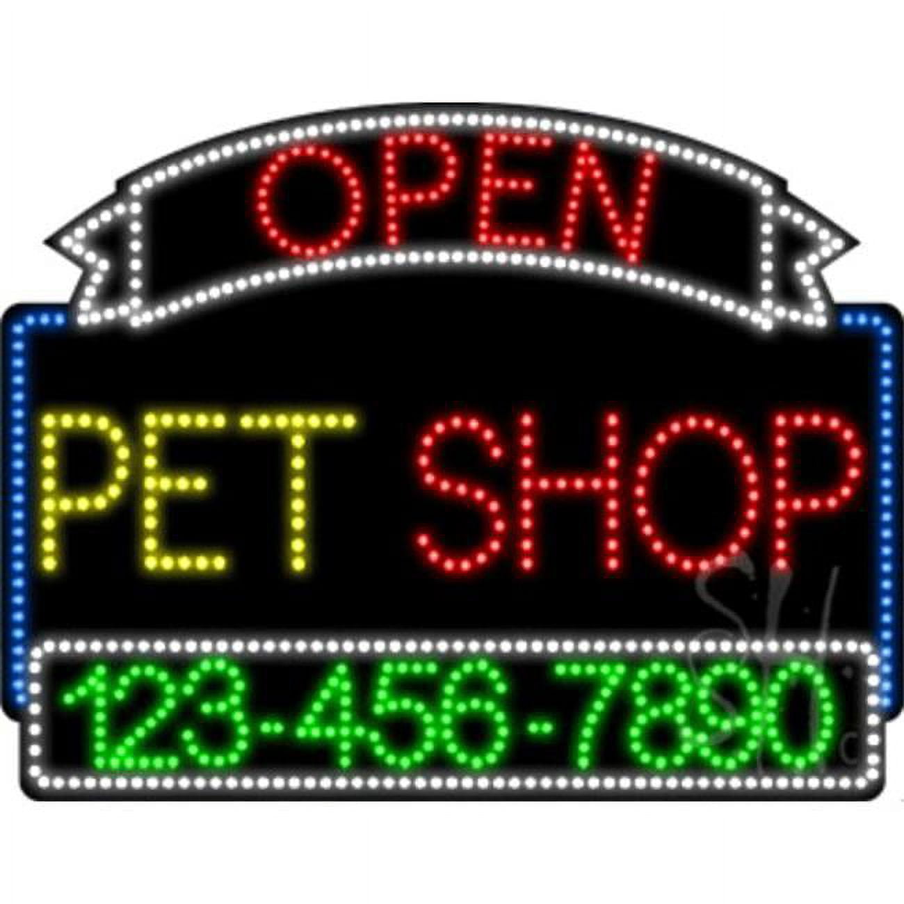 Everything Neon Pet Shop Open with Phone Number Animated LED Sign 24 ...