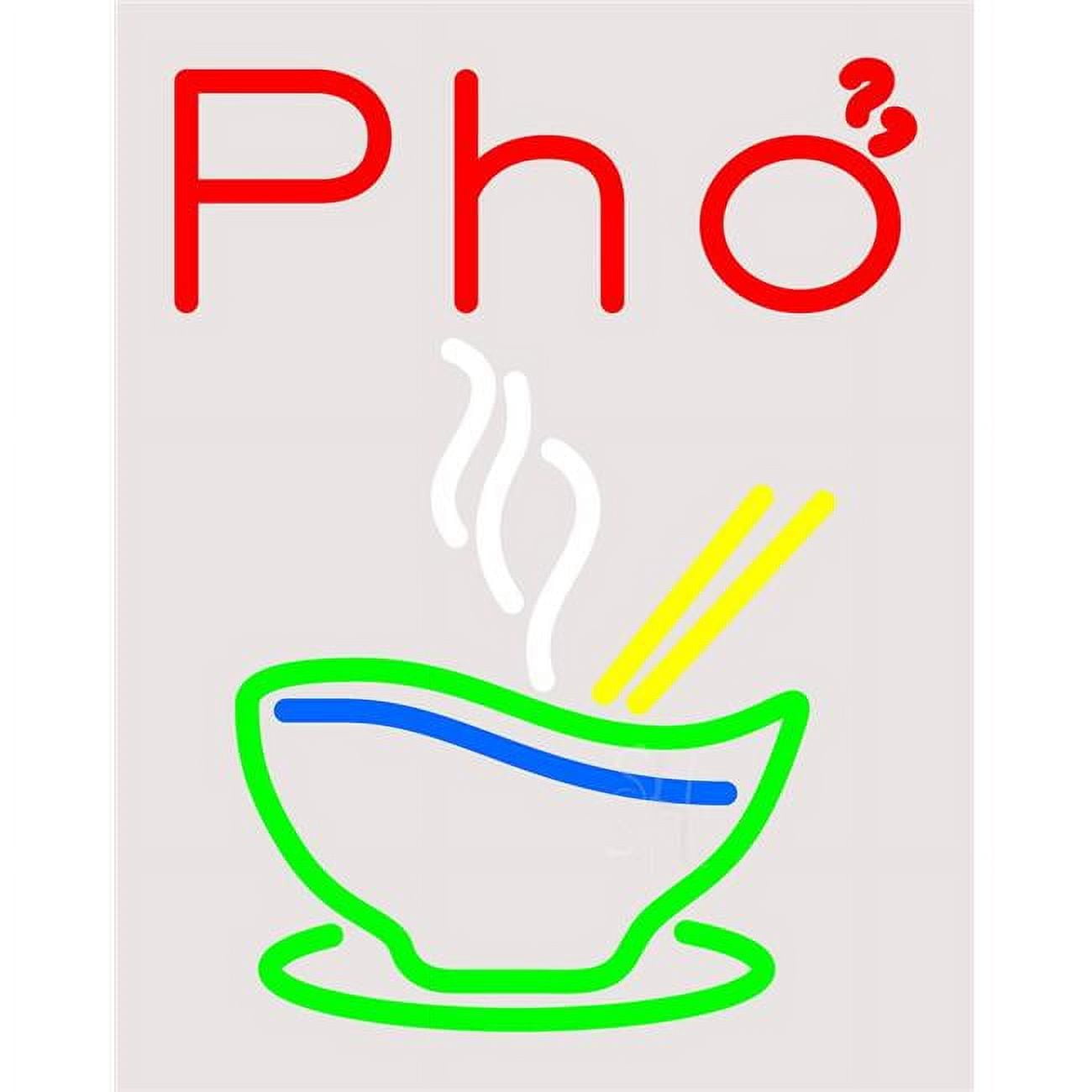 Everything Neon Pho Bowl Clear Backing LED Neon Sign 19'' Tall x 15 ...
